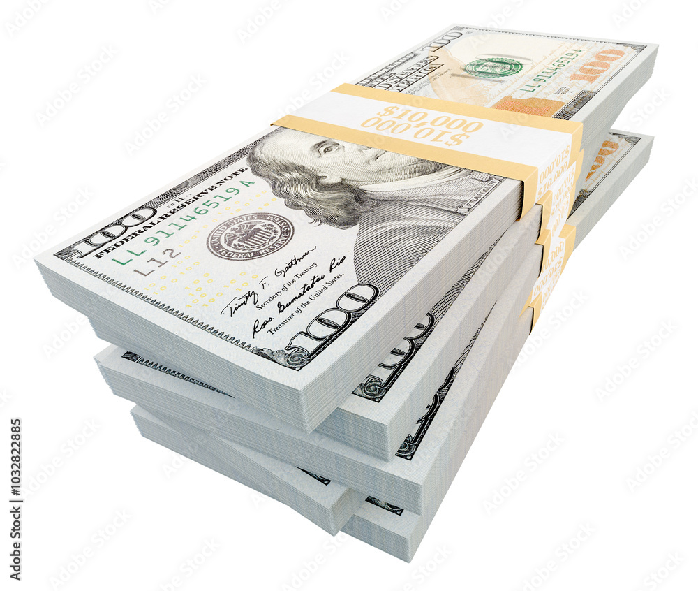 Stacks of One Hundred Dollar Bills Isolated. Transparent PNG. Stock Photo | Adobe Stock