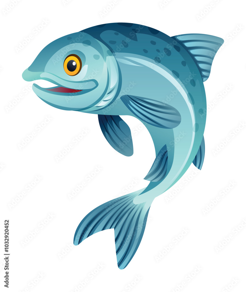 Salmon fish cartoon illustration isolated on white background Stock ...