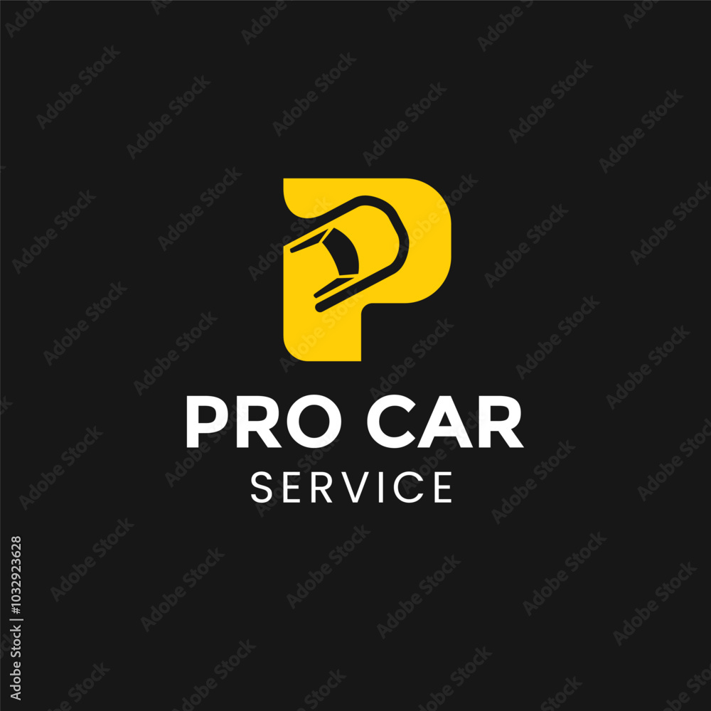 Stock-Vektorgrafik „Letter P with car vector logo design. Fonts for ...