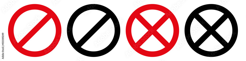 Conjunto de iconos de prohibición rojo: señales de advertencia como ...