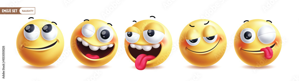 Emoji naughty characters vector set. Emojis 3d emoticon character in ...