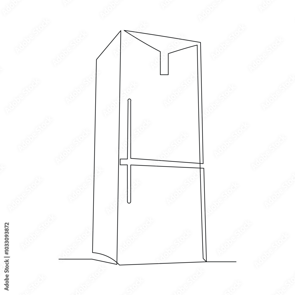 Continuous single line sketch drawing of refrigerator icebox cooler box ...