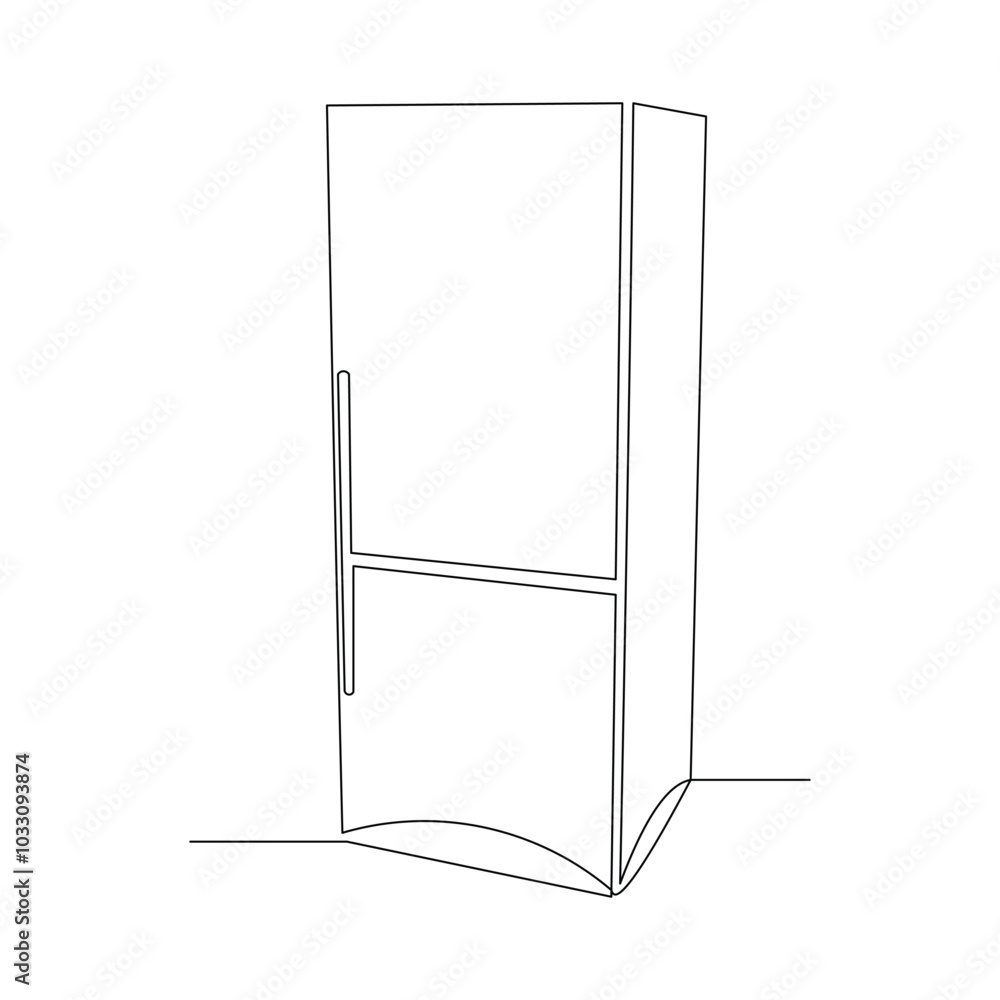 Continuous single line sketch drawing of refrigerator icebox cooler box ...