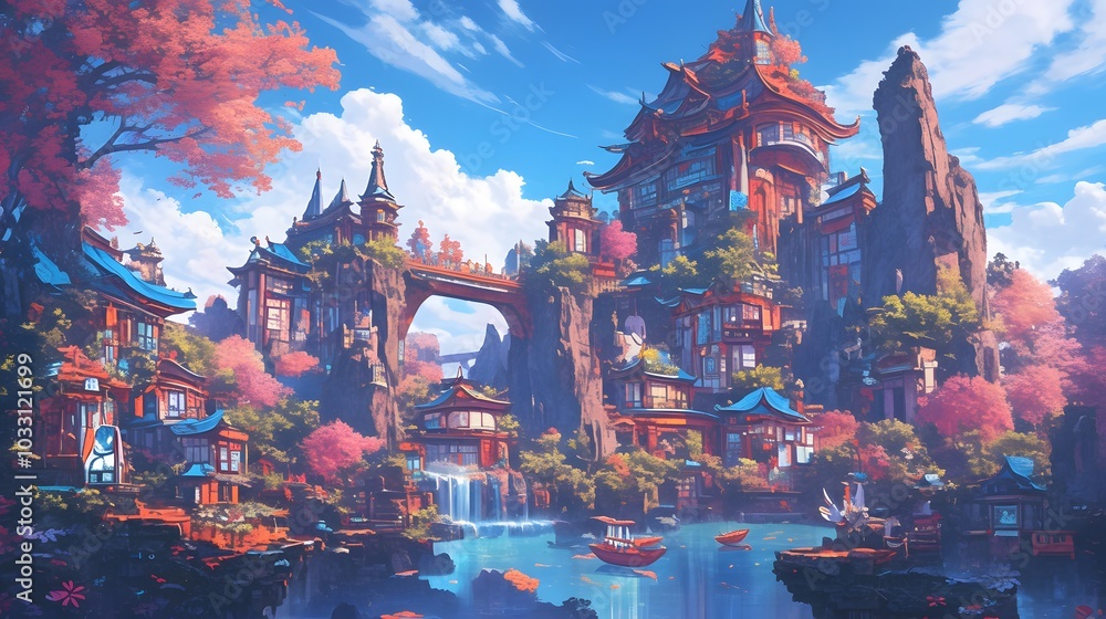 A detailed concept art illustration for a video game environment ...