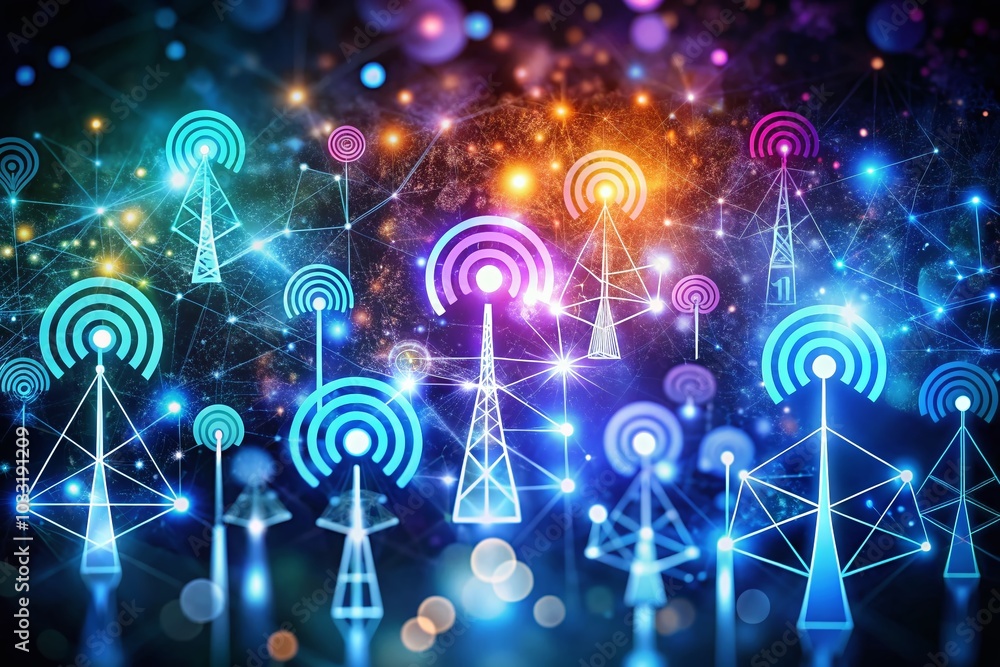 Wireless Internet Connectivity Icons and Satellite Signal Strength Graphics for Modern ...