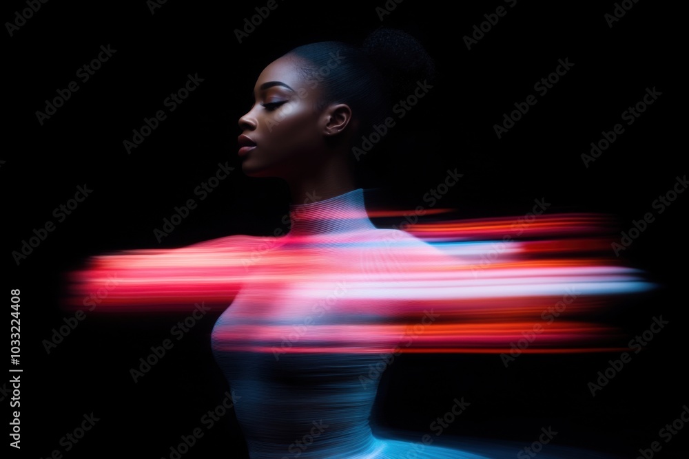 Woman dancing with light trails speed motion effect Stock Photo | Adobe ...