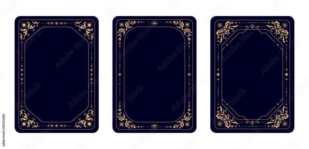Magic esoteric Tarot cards frames for decks covers design with ...