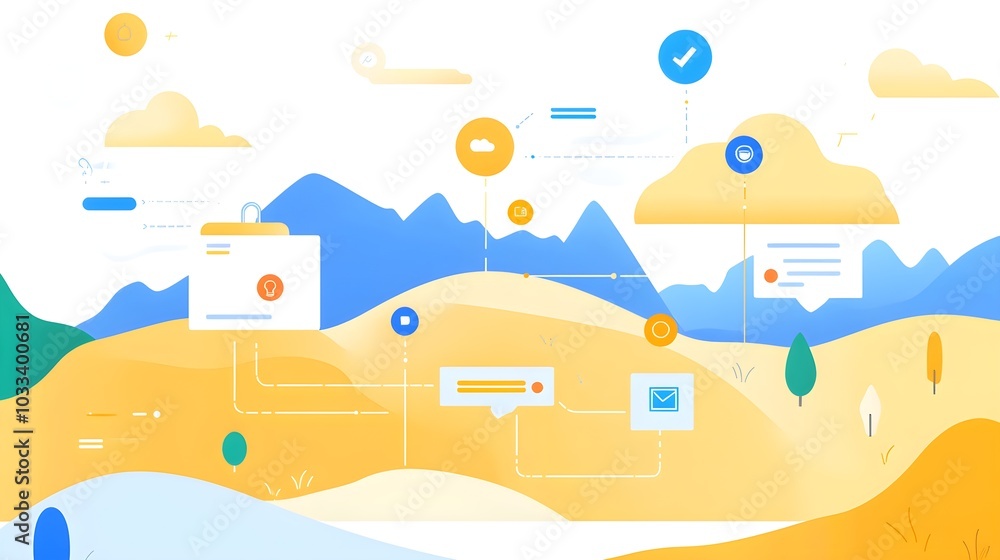 Customer feedback journey mapping flat design front view cute business ...