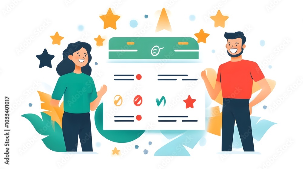 Cute customer feedback analysis template flat design front view ...