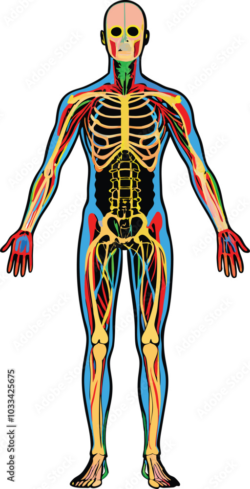Human body including the skeletal, muscular, nervous, circulatory ...