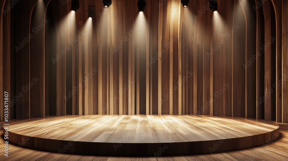 wooden stage empty - country concert hall - organic material podium ...