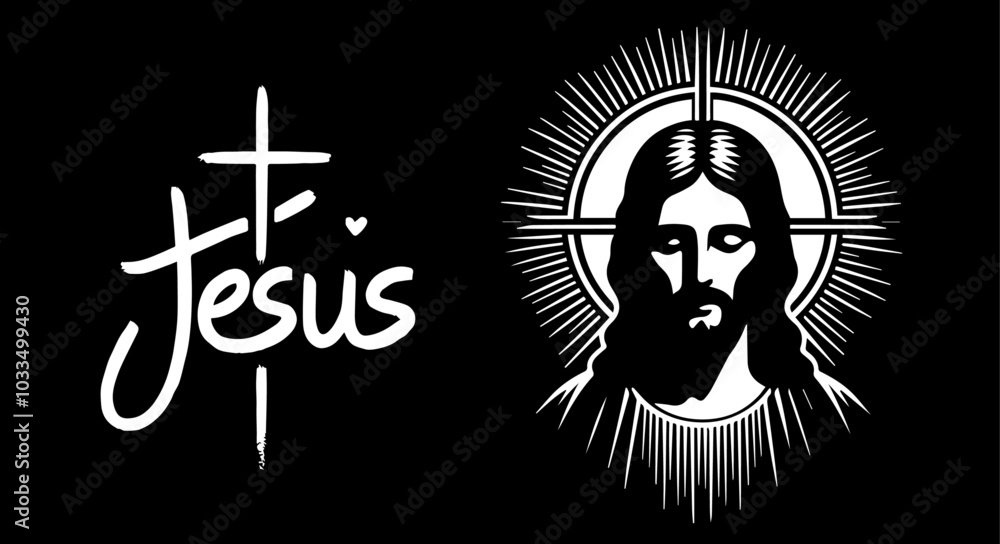 Jesus Christ Savior Messiah Son of God, vector illustration religious ...