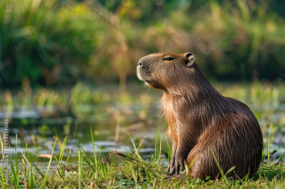 photos of the capybara or greater capybara, the largest living rodent, capybara illustrations ...