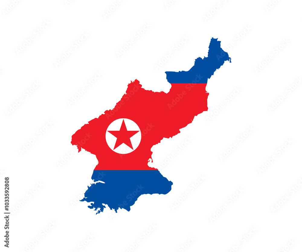 North Korea map and flag icon. Flag of the Democratic Peoples Republic ...