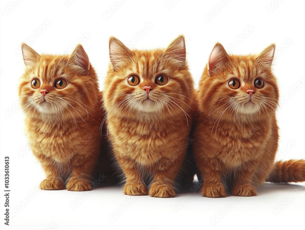 Three Adorable Orange Tabby Cats Stock Illustration | Adobe Stock