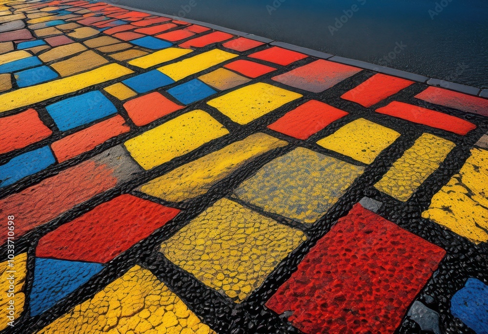 intriguing close colorful asphalt patterns highlighting unique textures ...