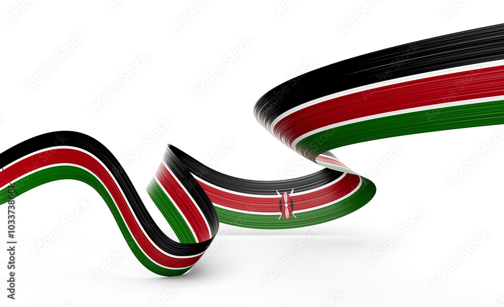 3d Flag Of Kenya 3d Shiny Waving Kenya Ribbon Flag On White Background ...