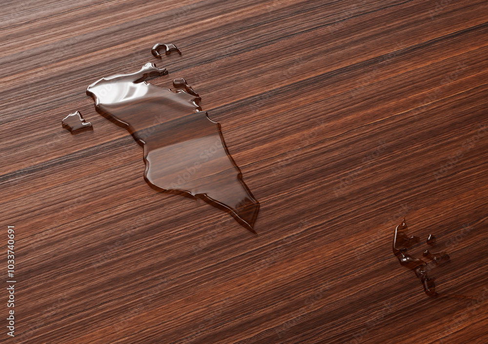 Bahrain Map Made Of Transparent Liquid Water On Wooden Floor Save Water ...