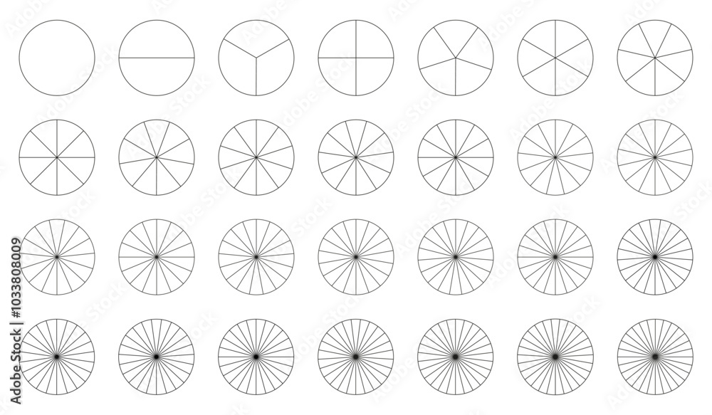 Diagram wheel parts from 1 to 28. Segmented charts template. Sectors ...