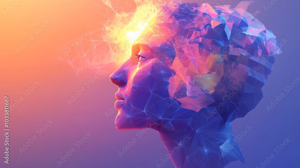 A graphic of Atlas in polygonal form, featuring futuristic elements ...