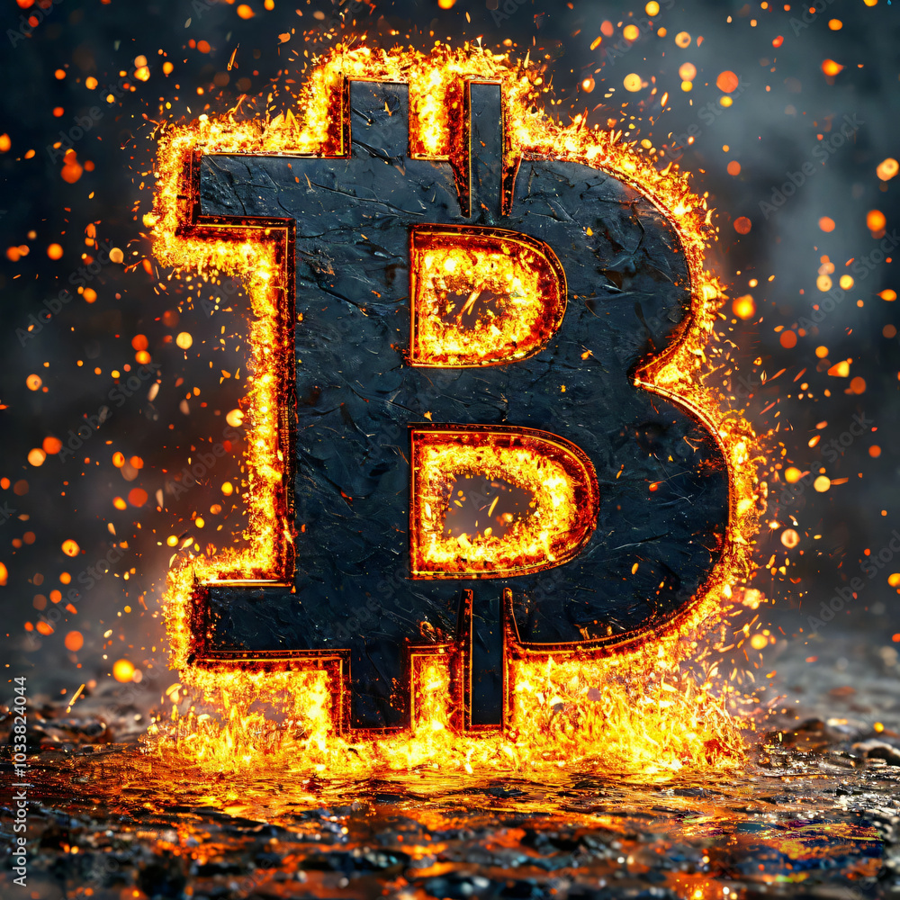Bitcoin - coin with sparkling effect on black background as a symbol of ...