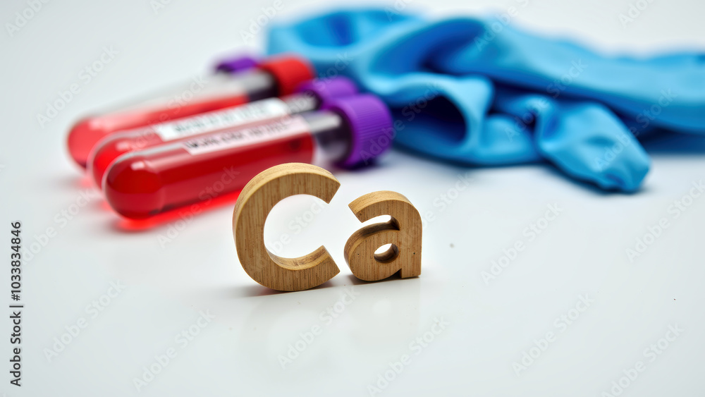 Foreground 'Ca' letters with medical instruments, depicting ...