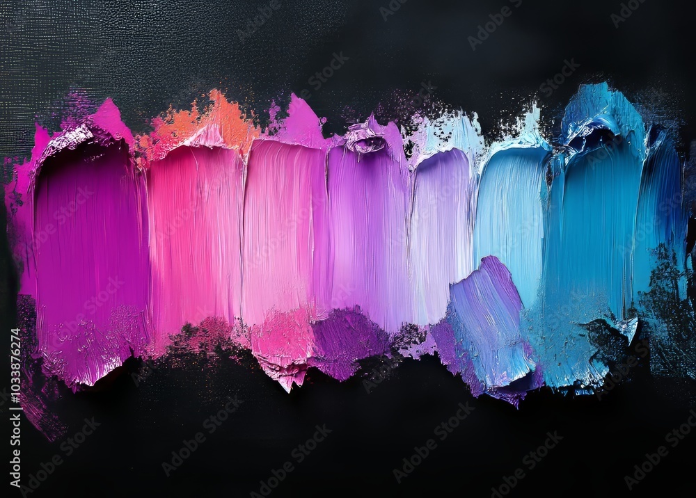 An abstract holographic roller stroke isolated on a black background ...