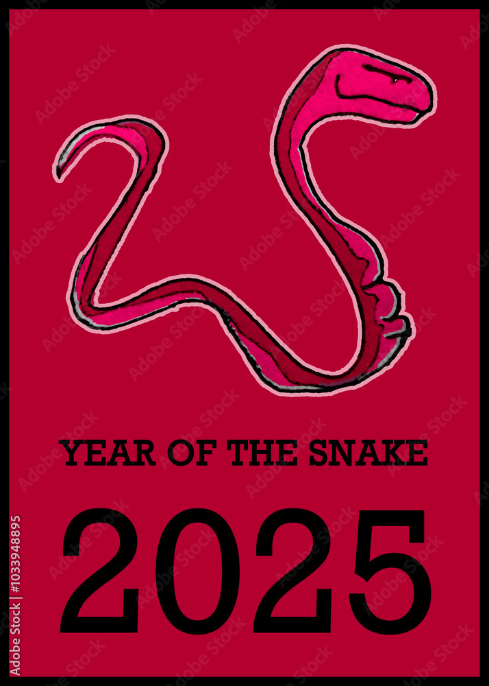 2025 year of the snake poster design Stock Illustration | Adobe Stock