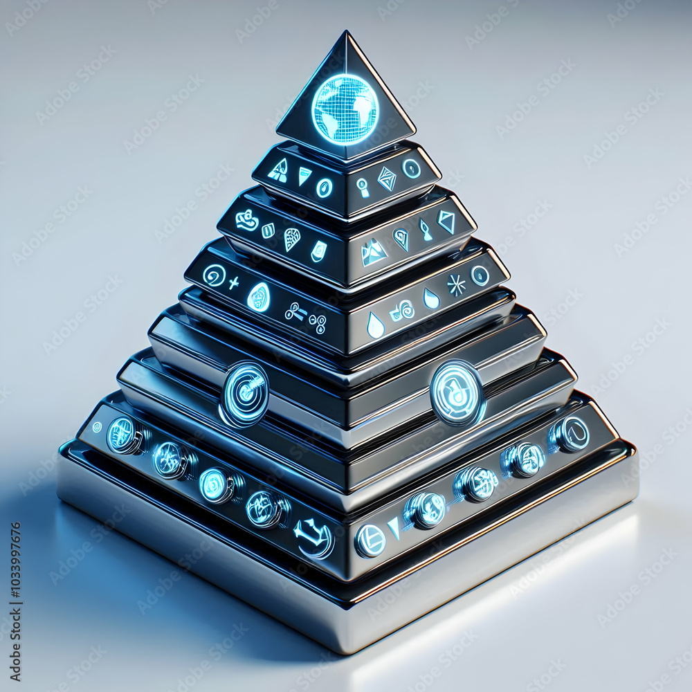 3D Glossy Pyramid Representing ESG Hierarchy of Needs - Close Up ...