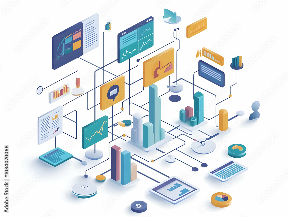 Flat Holographic Campaign Finance Flowchart Concept: Wide Shot of ...