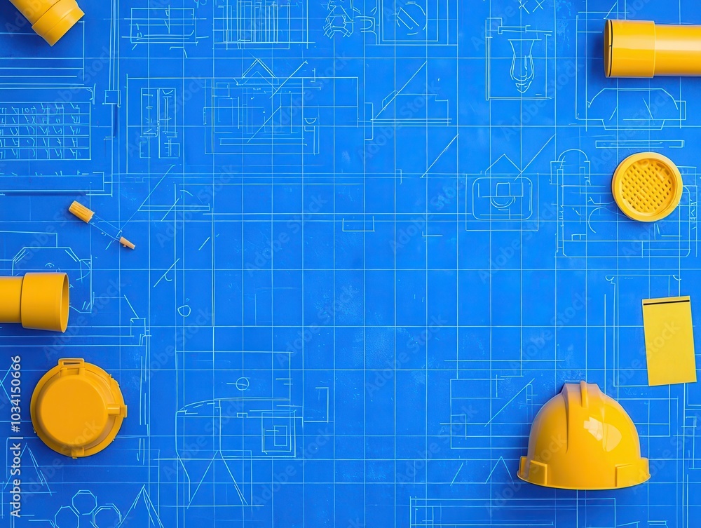 Blueprint of hazard communication system with labels and signs, hazard ...