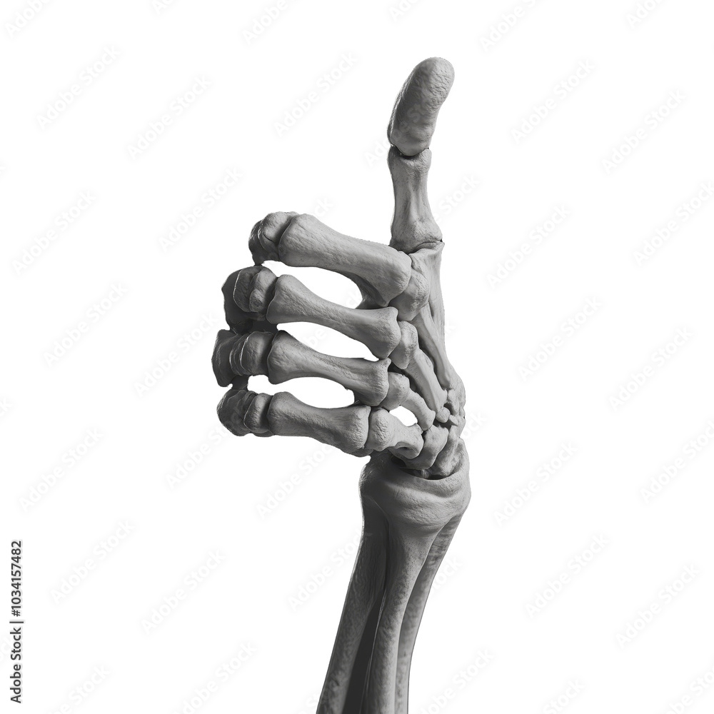Human Skeleton Hand with Thumbs Up Gesture, Transparent Background ...