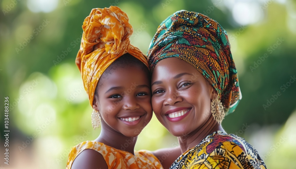 African Mother And Daughter In Traditional Attire: Celebrating ...