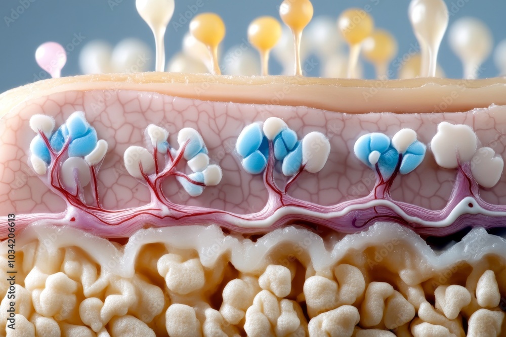 Stock-Illustration „Cross-section of skin layers (epidermis, dermis ...