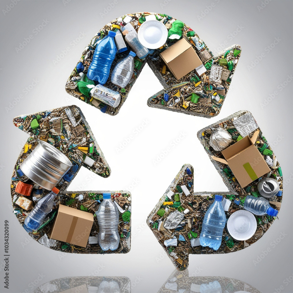 El ciclo del reciclaje: Transformación de residuos en recursos Stock Illustration | Adobe Stock