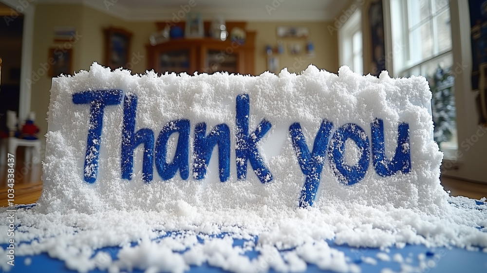 Thank You Message Written in Snowy Foam Texture. Thankful background ...