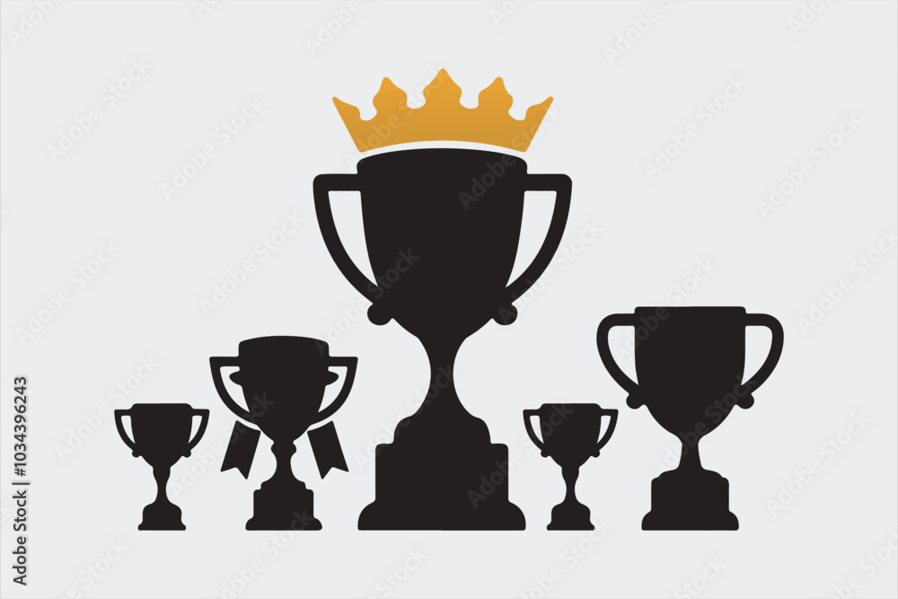 champion cup icon set. Championship winner award symbol. Competition ...