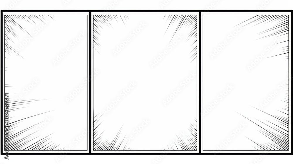 Simple comic book page template featuring five empty panels with a ...