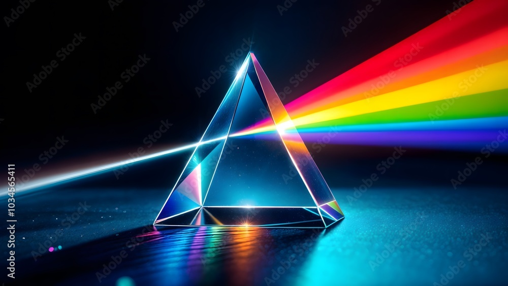 A prism with a ray of light passing through one side and the light ...