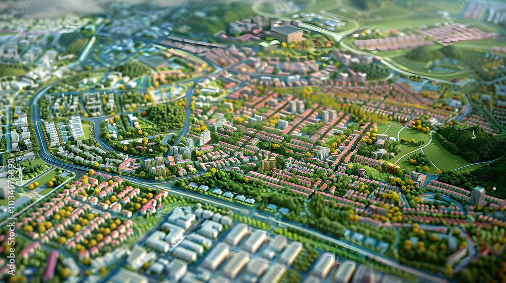 Color-Coded Zonal Schematic of Cityscape Highlighting Residential ...
