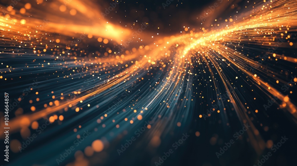 Futuristic light streaks create an abstract background simulating warp ...