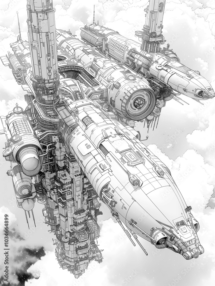 Future city coloring page in cartoon style. Futuristic street ...