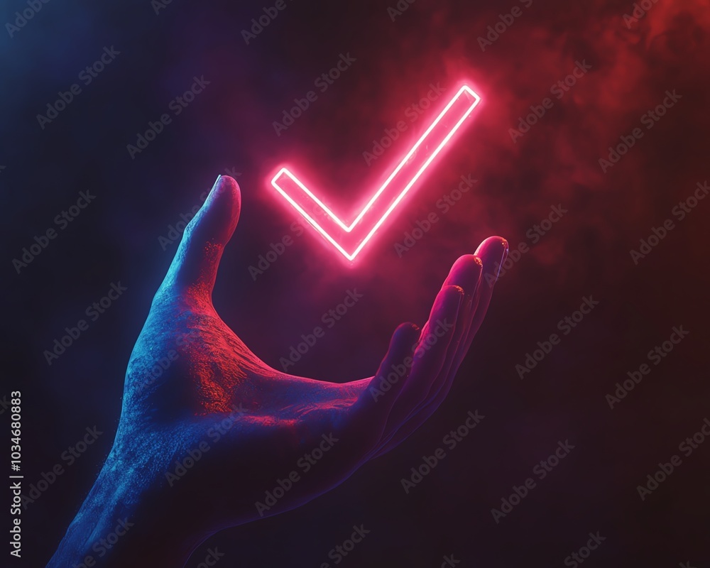 Contemporary design showcasing a hand gesturing towards a luminous ...