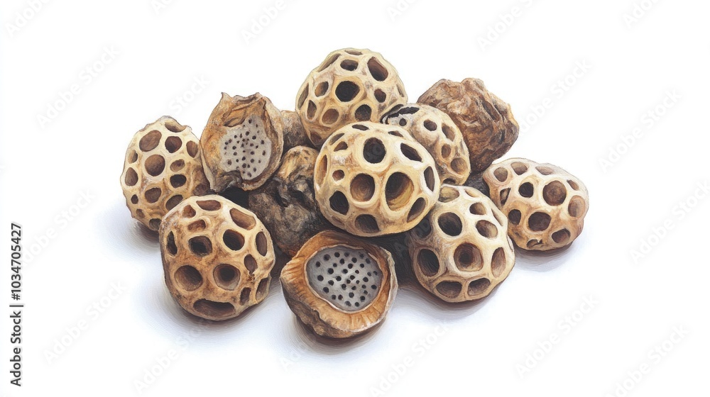 Oil painting of crispy lotus seed pops also known as Phool Makhana ...