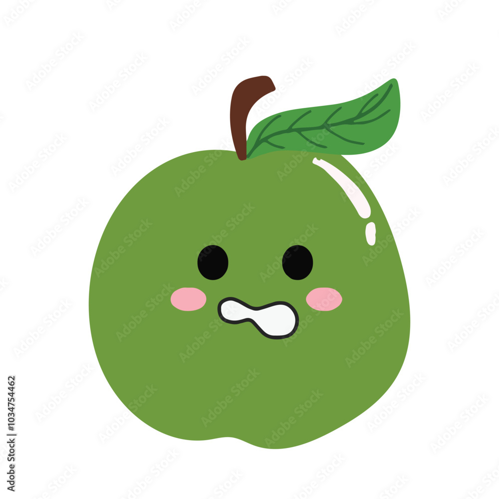cute kawaii apples sticker emoticon isolated on white background. Cute ...