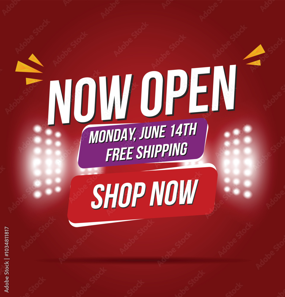 Now open shop or new store red and orange color sign on black ...