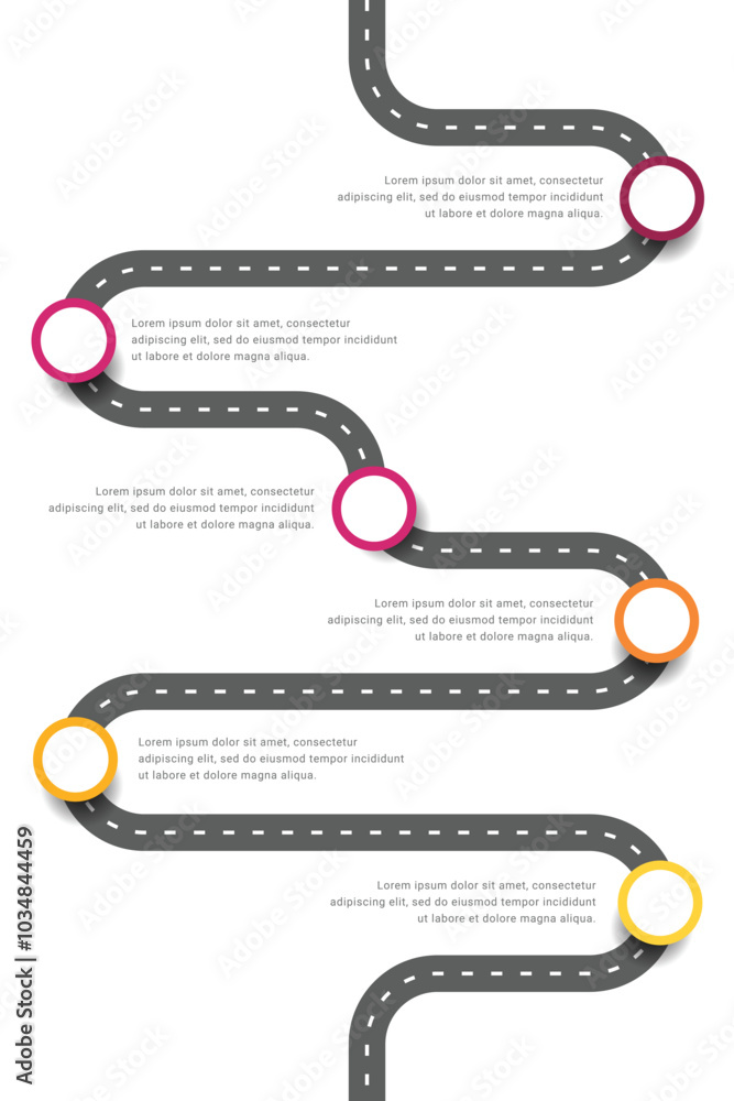 Road map infographic design with 6 steps Stock Vector | Adobe Stock
