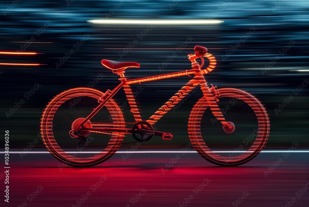 Slow Shutter Speed ASCII A trailing bike formed from text c Stock Photo ...
