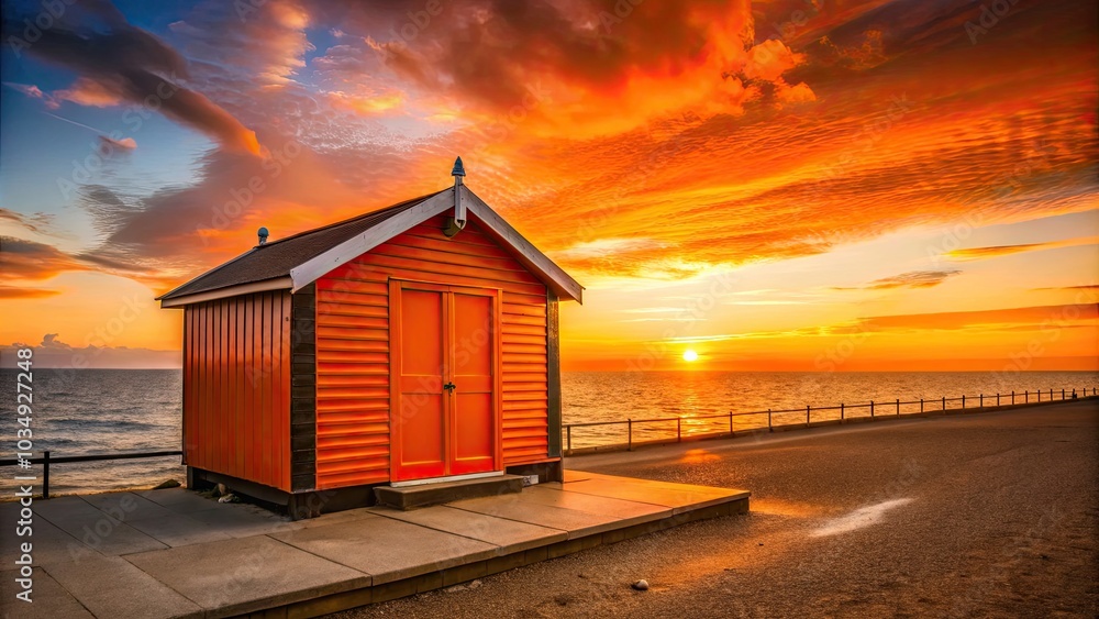 Candid Photography of a Vibrant Orange Beach Hut on the Promenade in ...