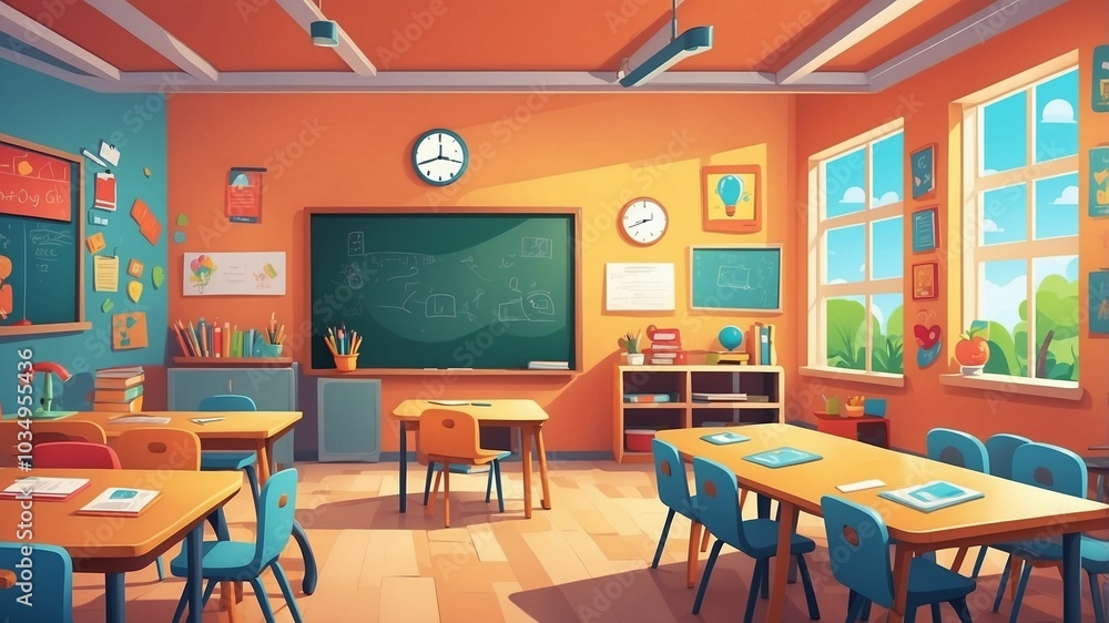 School room background clipart art Stock Illustration | Adobe Stock